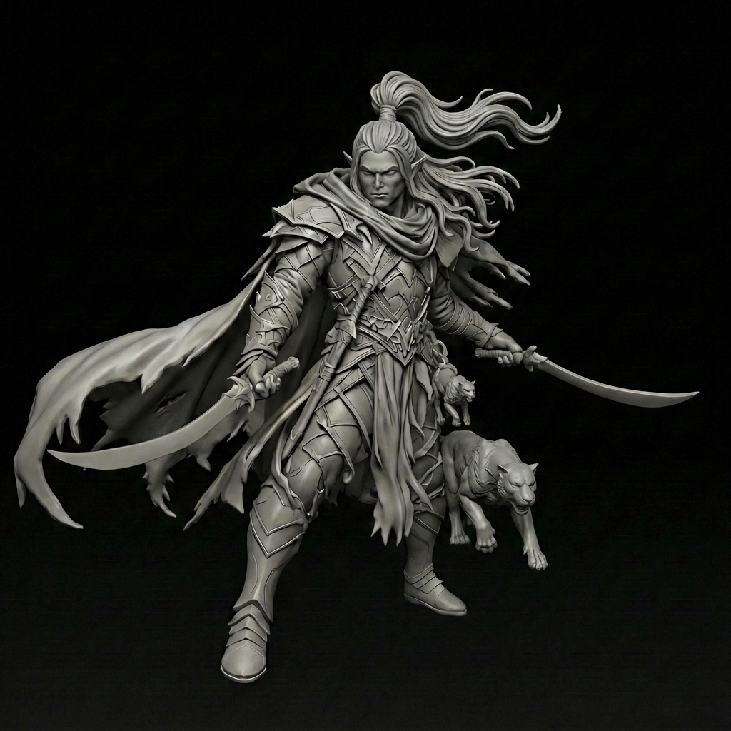 Drow Ranger Custom DnD Miniature STL